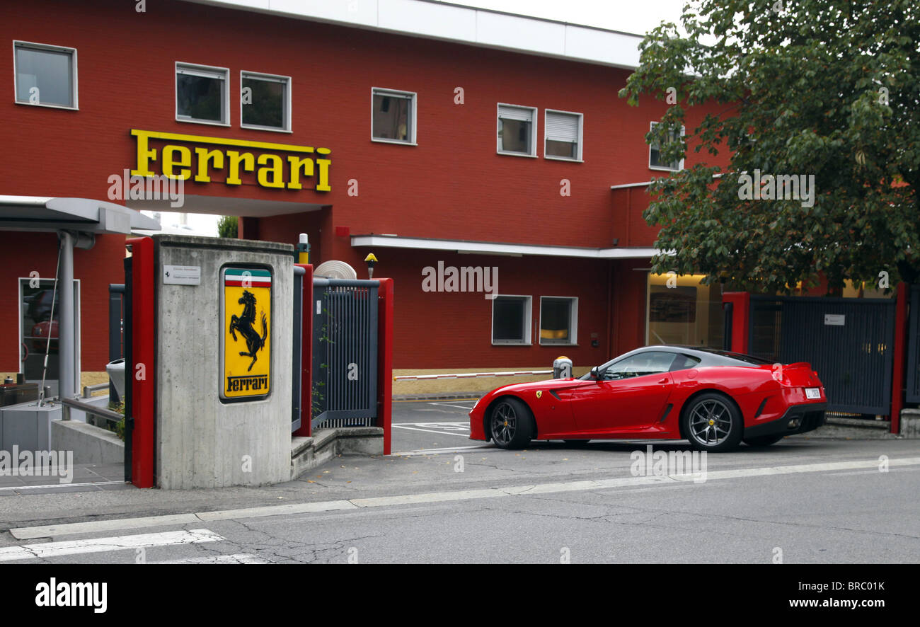 FERRARI 599 AT FACTORY GATES MARANELLO ITALY MARANELLO ITALY MARANELLO ...