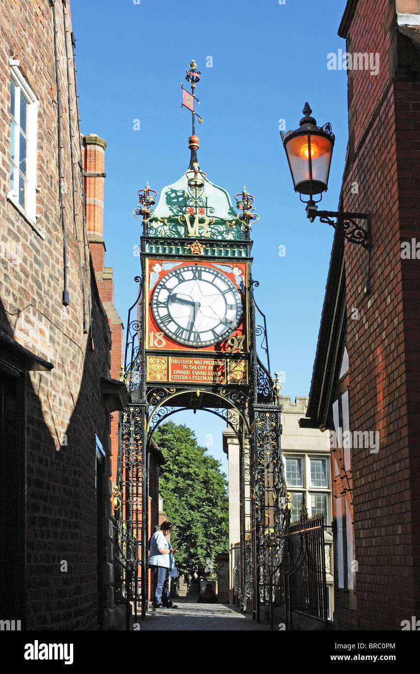 A victorian clock adorning the city walls of Chester Stock Photo - Alamy