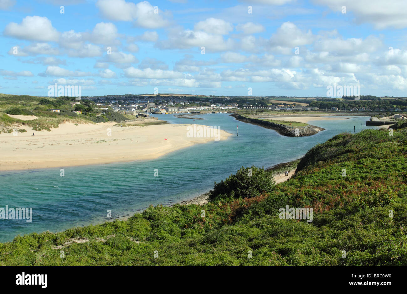 Hayle river estuary from Lelant Towans above Porth Kidney sands Stock ...
