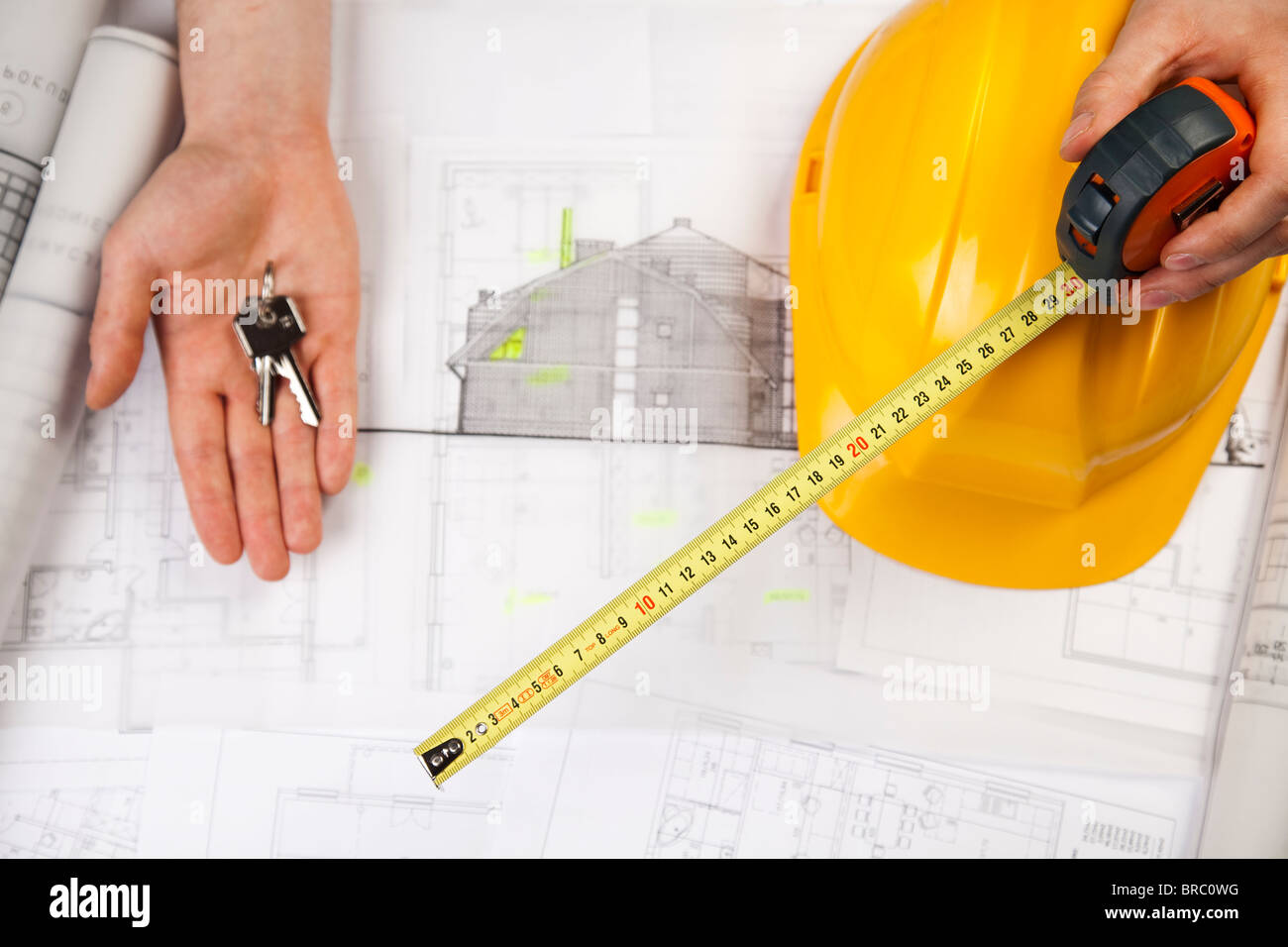 Architecture plan & Tools Stock Photo - Alamy
