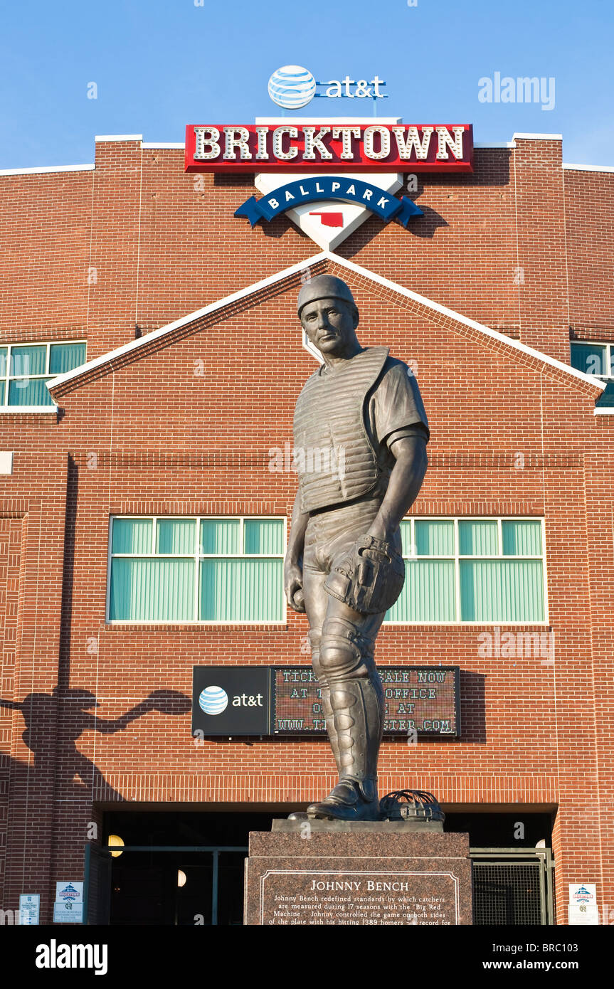Johnny Bench statue, Bricktown, Oklahoma City, Oklahoma, USA Stock ...