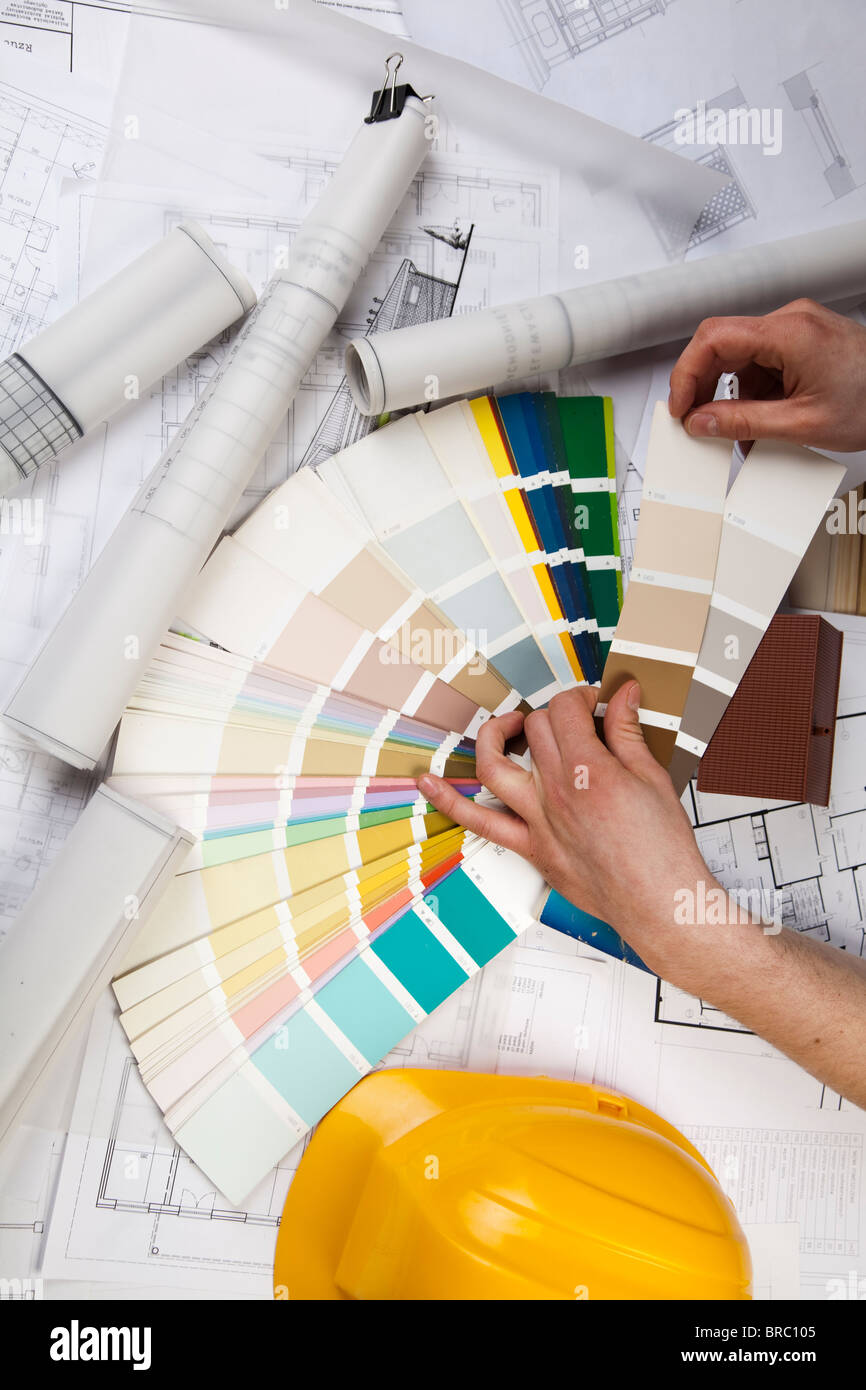 Color samples & Architecture plan Stock Photo - Alamy