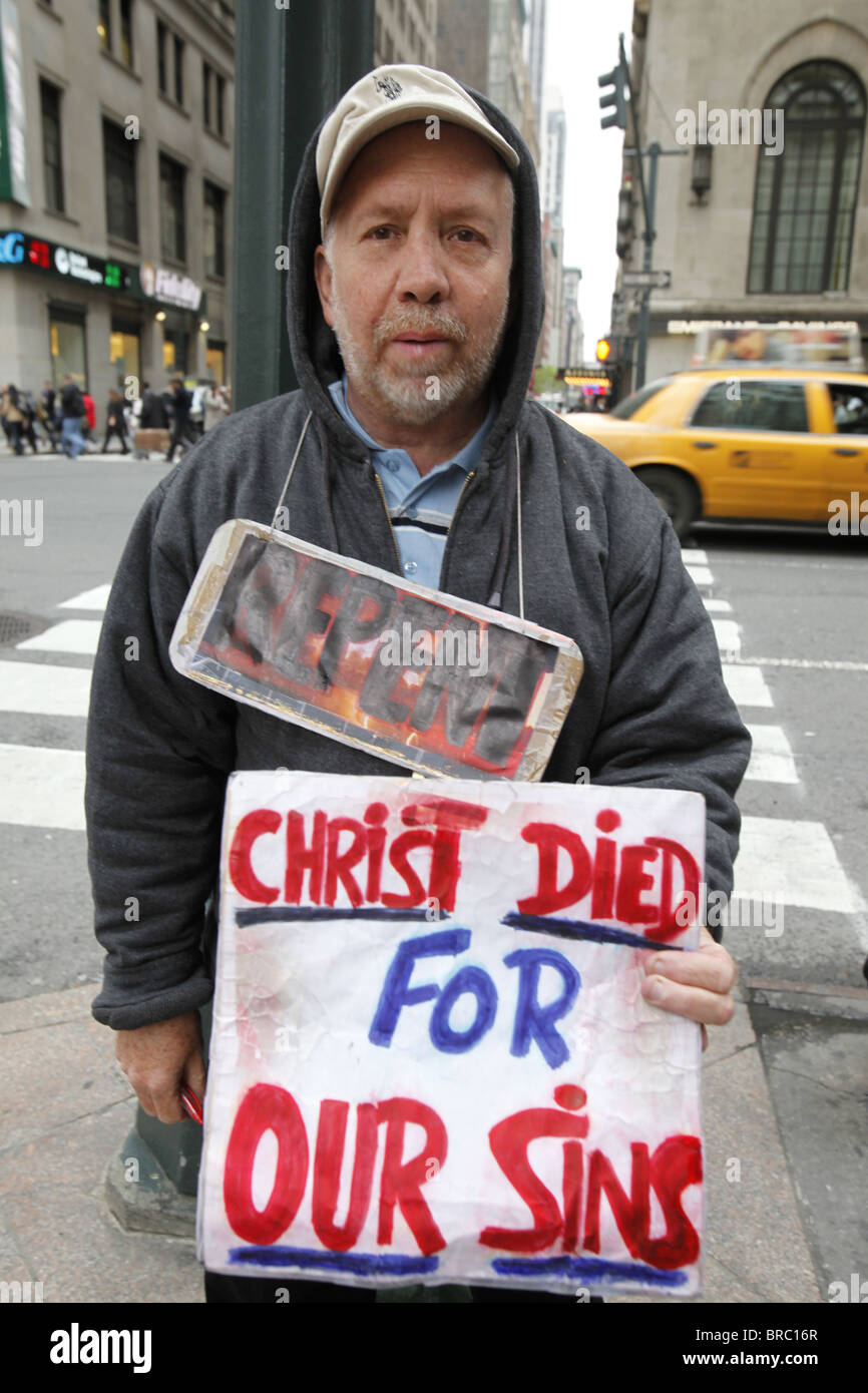 Street preacher, New York, USA Stock Photo - Alamy
