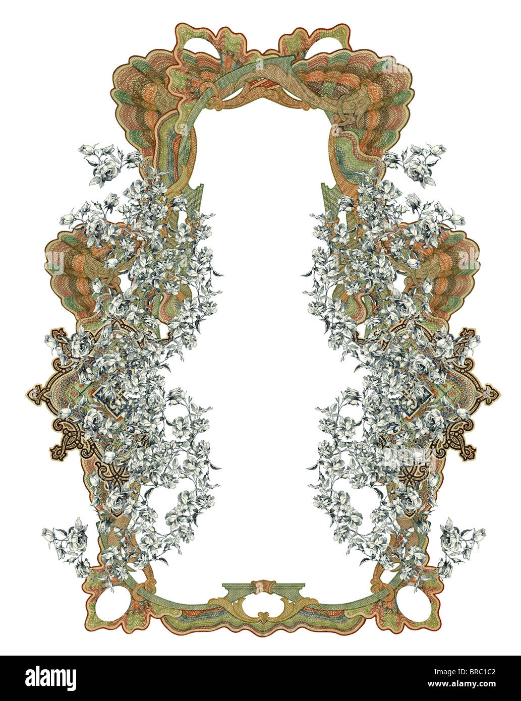 Luxuriously color illustrated old victorian frame with flowers Stock ...