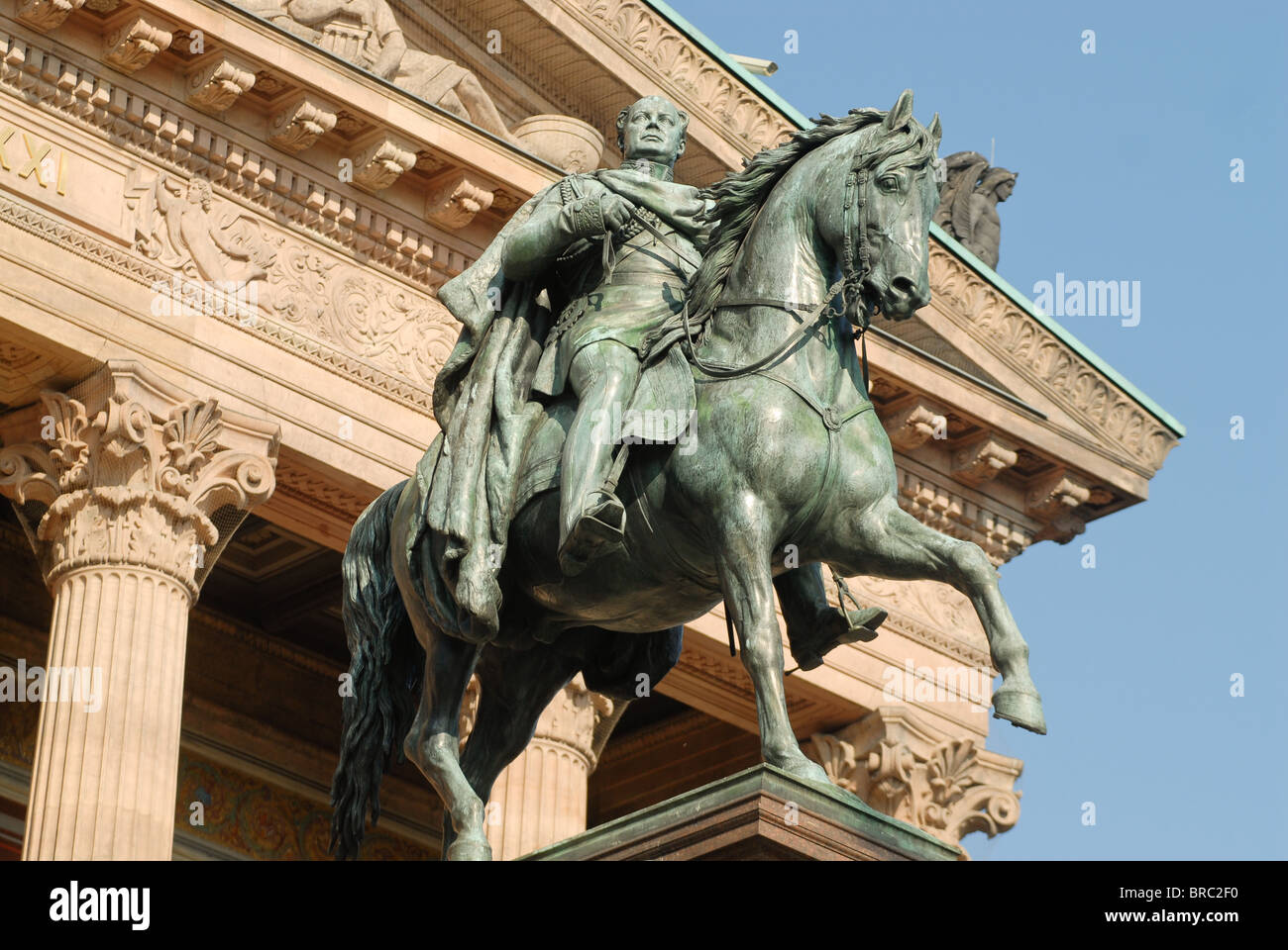 Exterior facade & statue of the Alte Nationalgalerie, Berlin, Germany ...