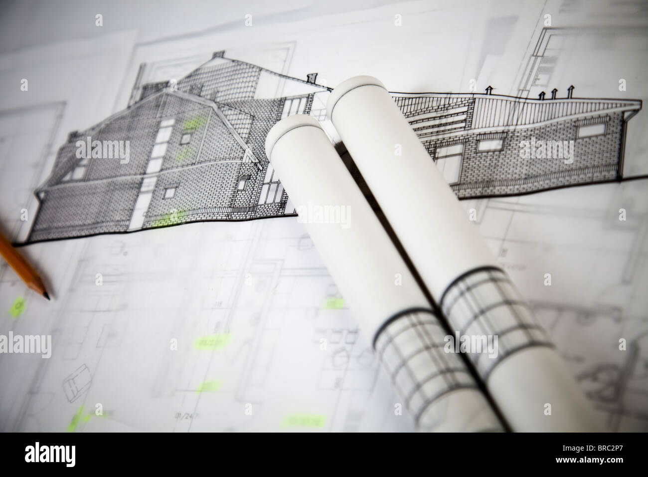 Architecture plan & Tools Stock Photo - Alamy