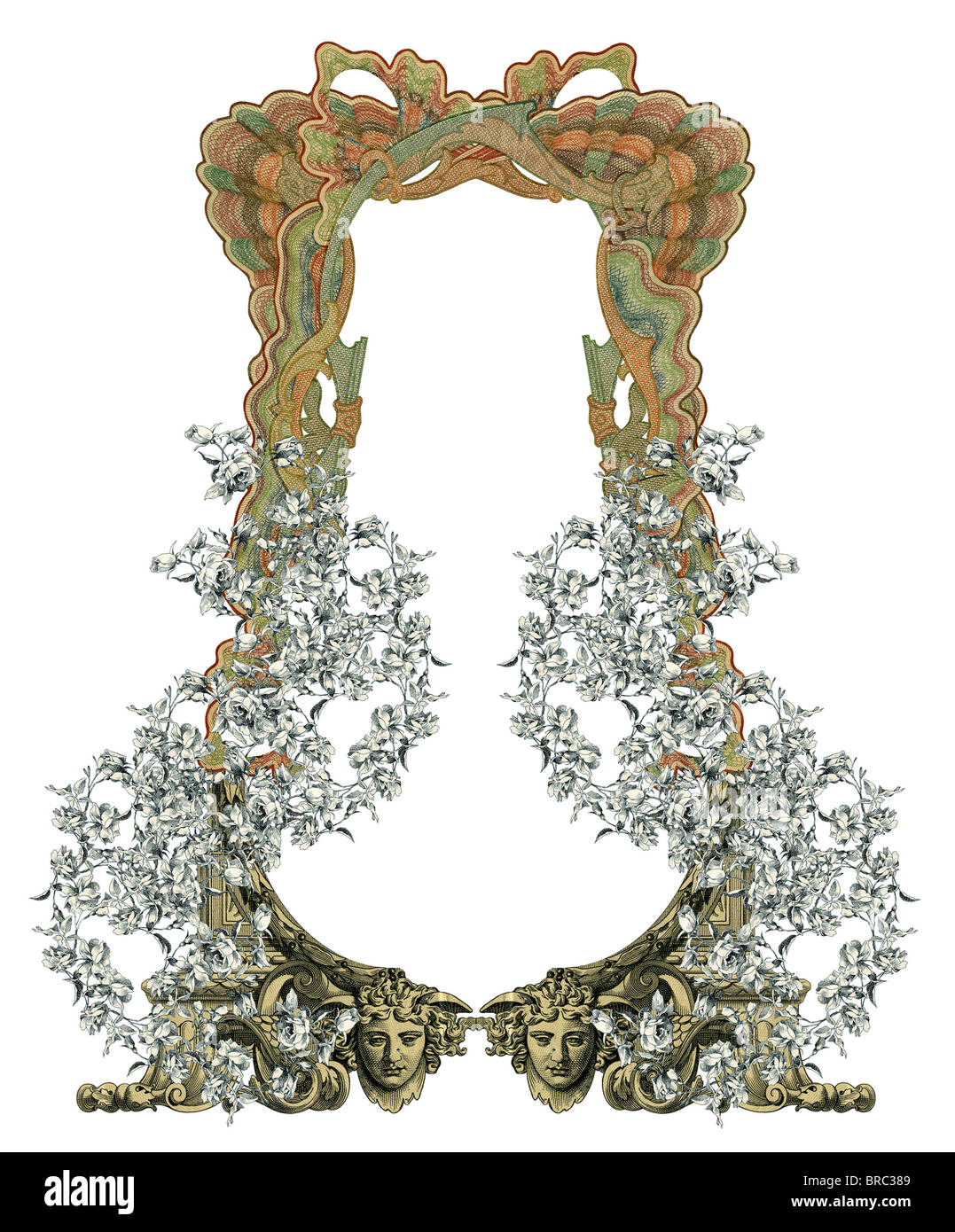 Luxuriously color illustrated old victorian frame with flowers Stock ...