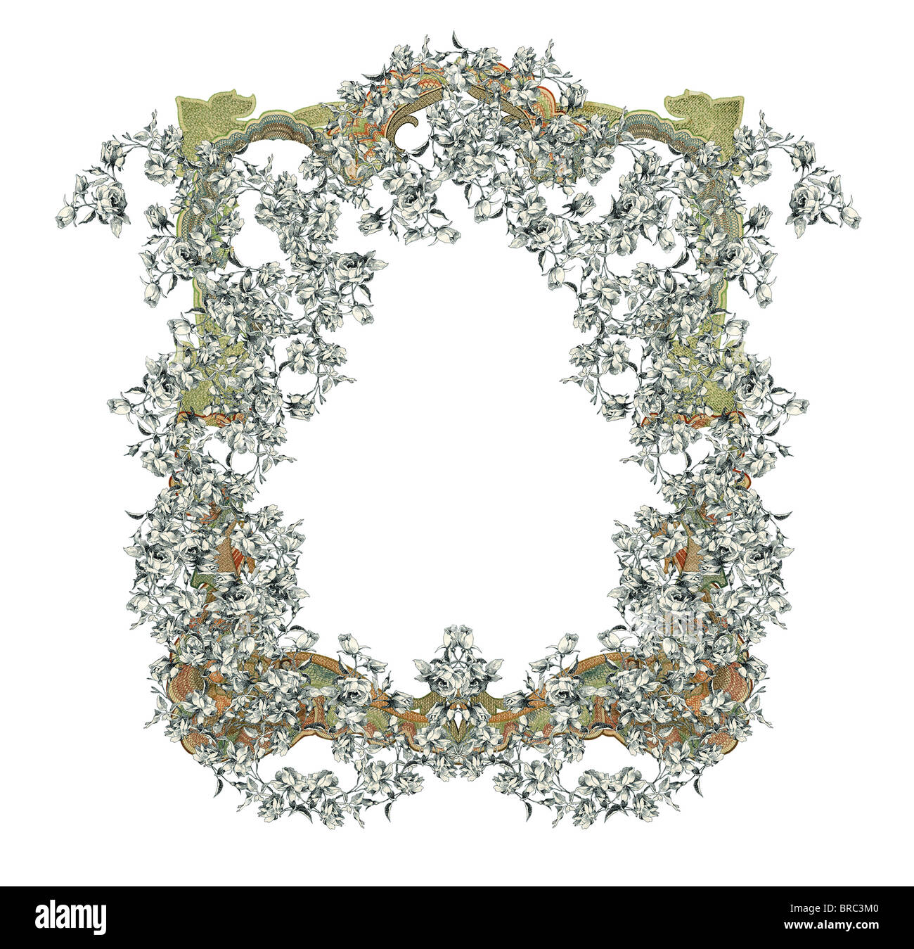 Luxuriously color illustrated old victorian frame with flowers Stock ...