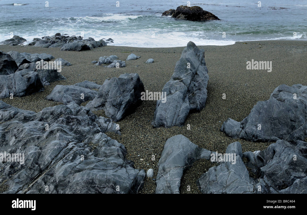 Rock formations and surf., Pacific Rim, Vancouver Island, British ...