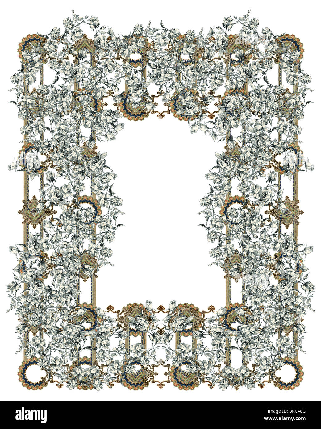 Luxuriously color illustrated old victorian frame with flowers Stock ...
