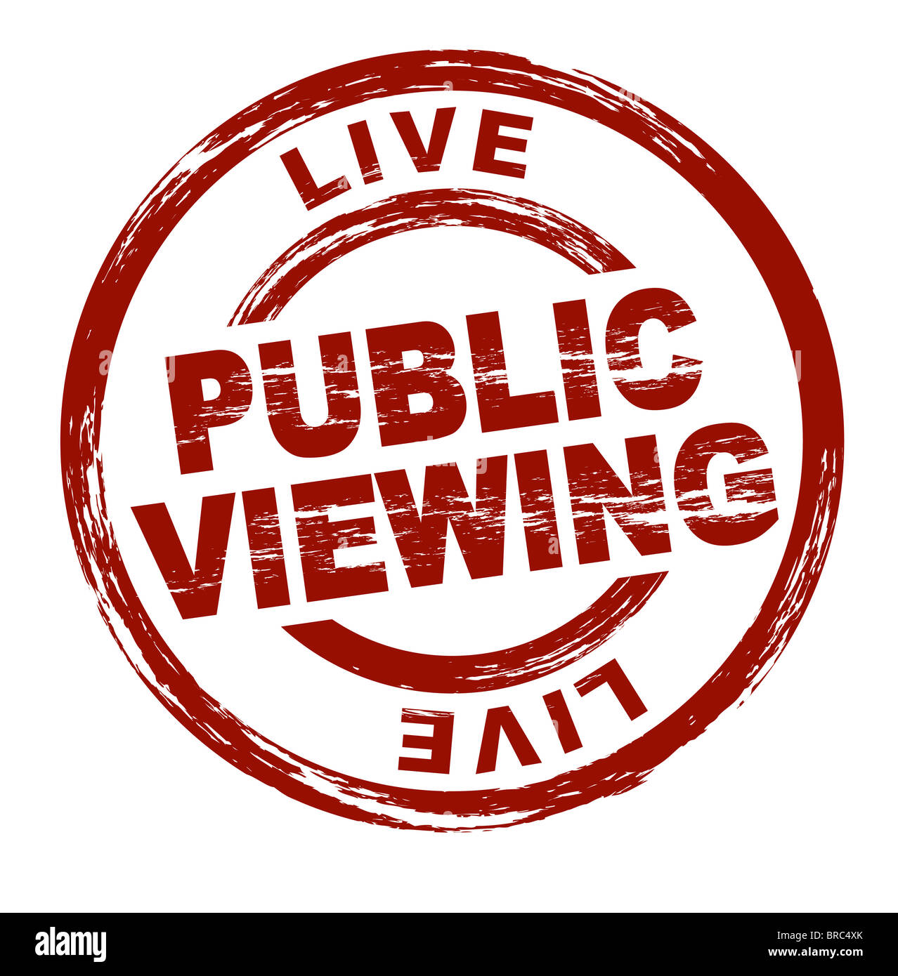 A stylized red stamp symbolizing public viewing. All on white ...