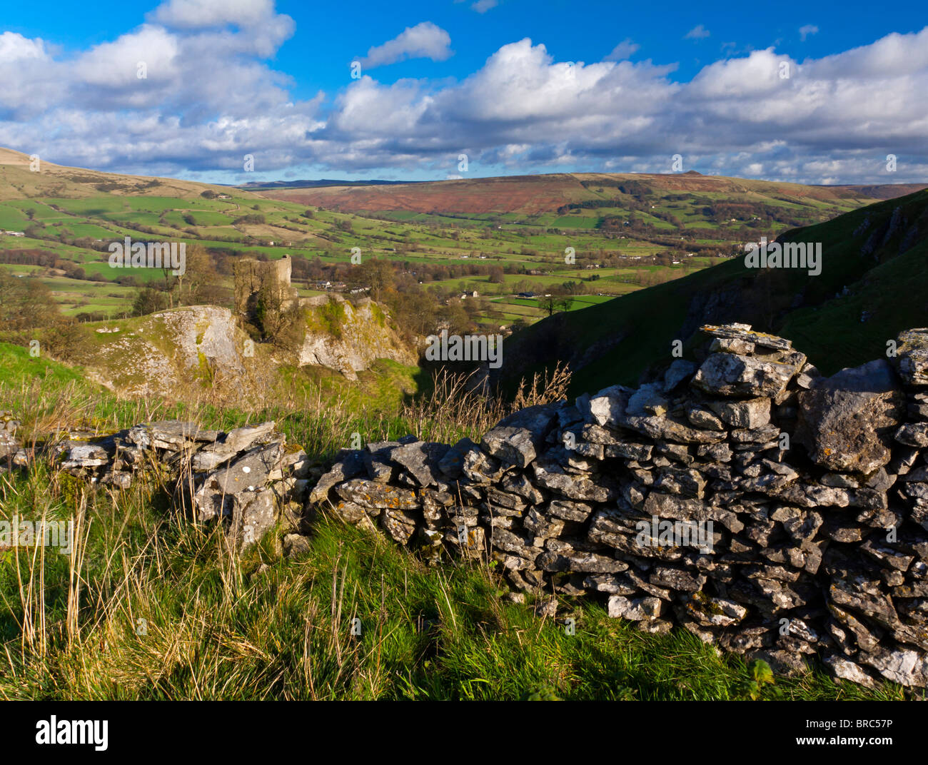 Cave Dale and Peveril Castle a Norman fortress built 1176 by Henry II ...