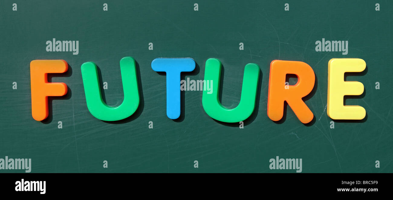 The term future in bold colored letters on a chalkboard Stock Photo - Alamy