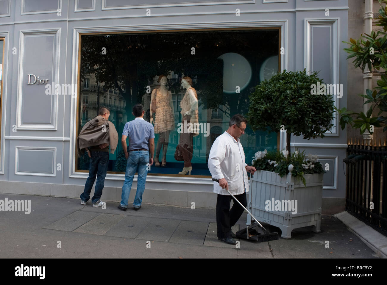 Paris, France, Chinese Tourists Window shopping on "Avenue Montaigne ...