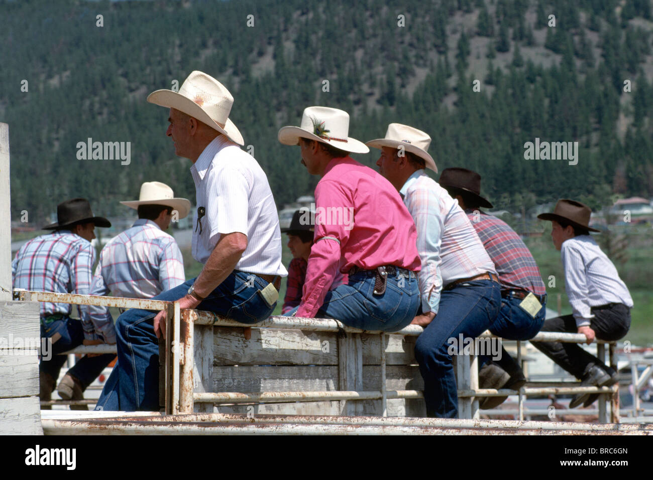 Cowboys on fence hi-res stock photography and images - Alamy