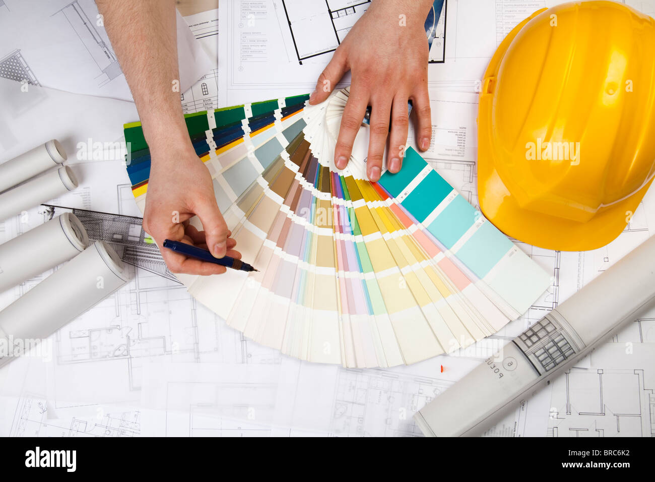 Color samples & Architecture plan Stock Photo - Alamy
