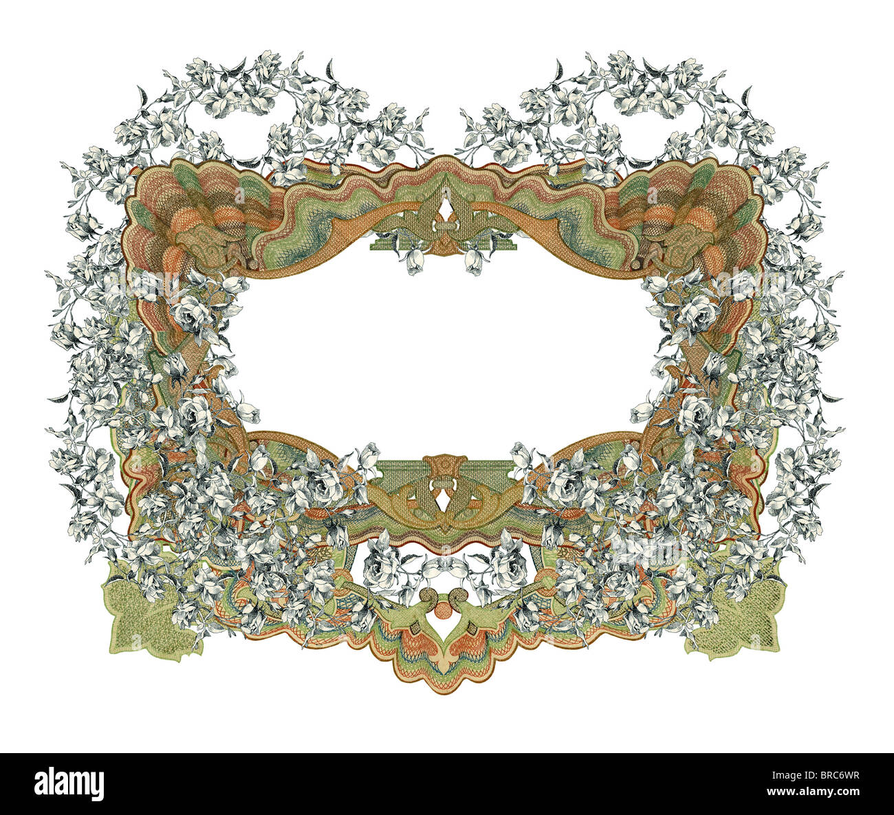 Luxuriously color illustrated old victorian frame with flowers Stock ...