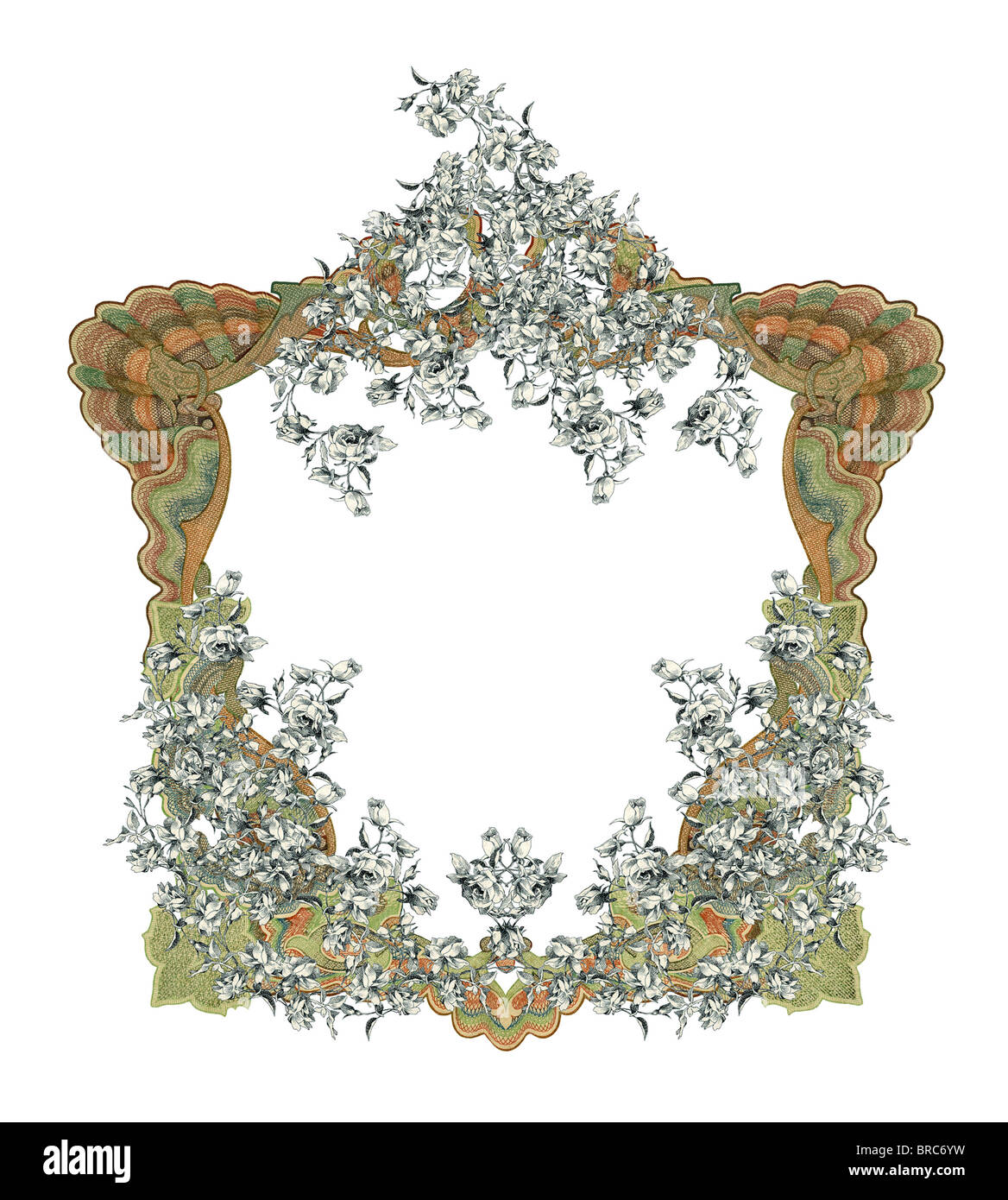 Luxuriously color illustrated old victorian frame with flowers Stock ...