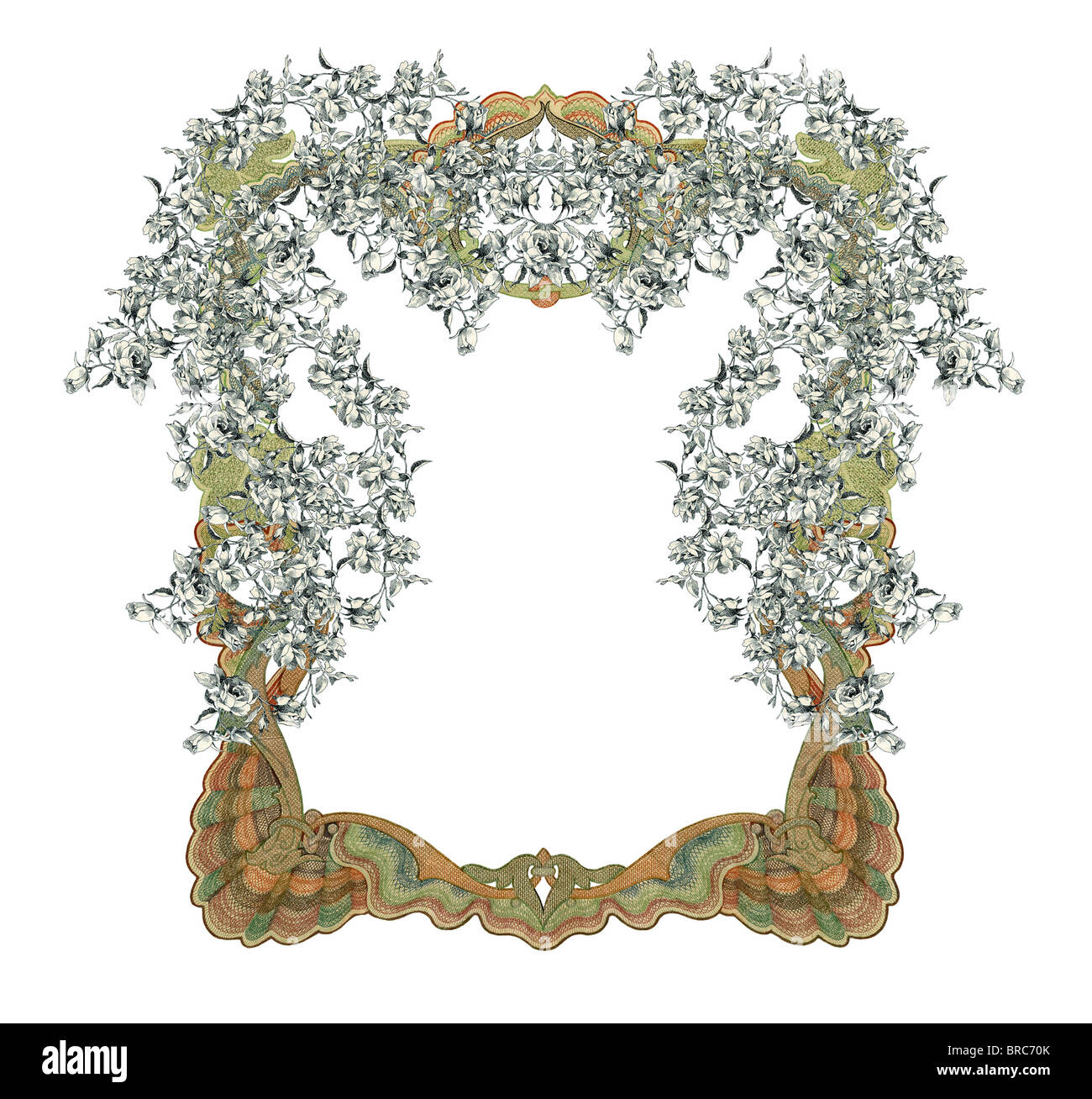 Luxuriously color illustrated old victorian frame with flowers Stock ...