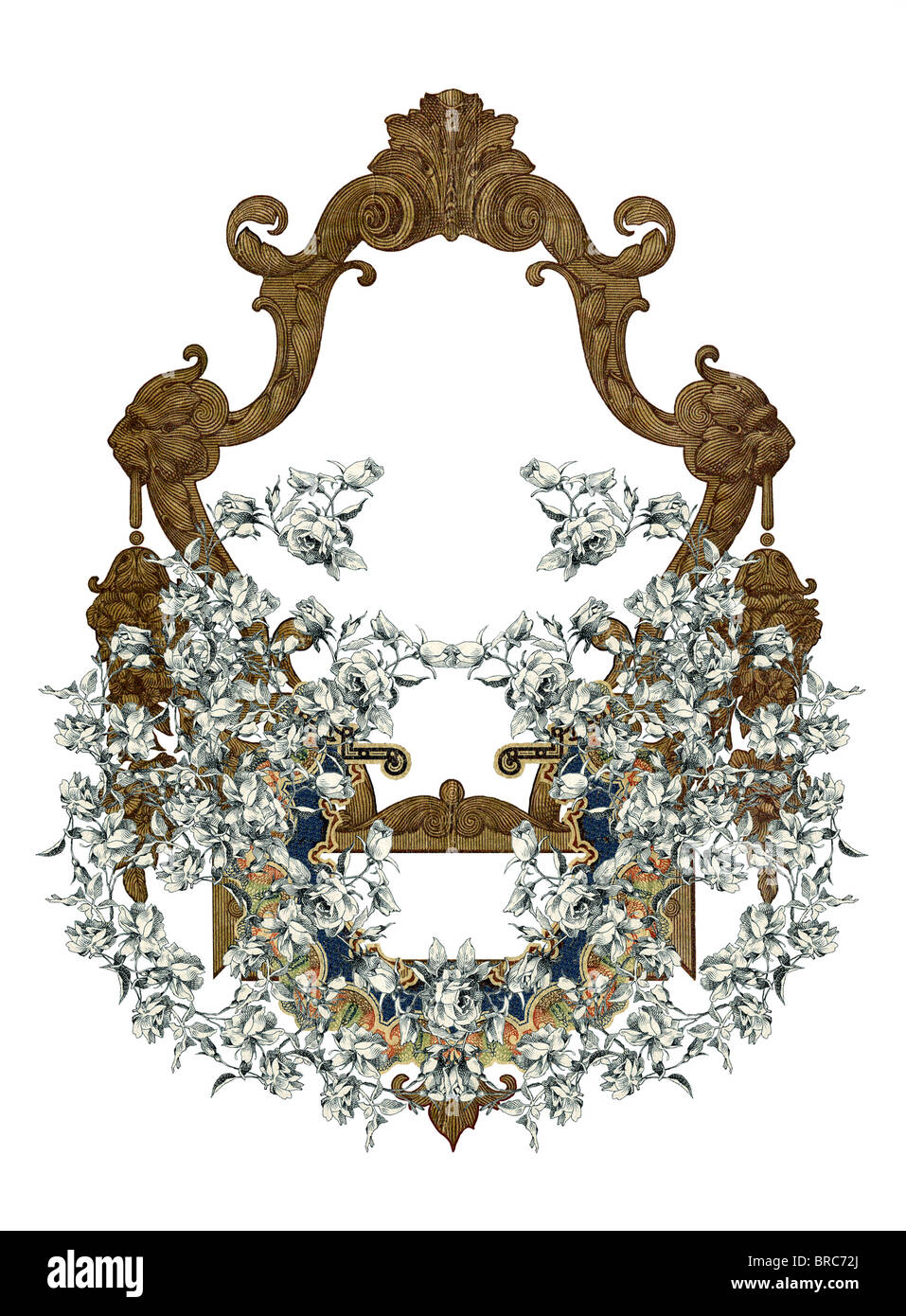 Luxuriously color illustrated old victorian frame with flowers Stock ...