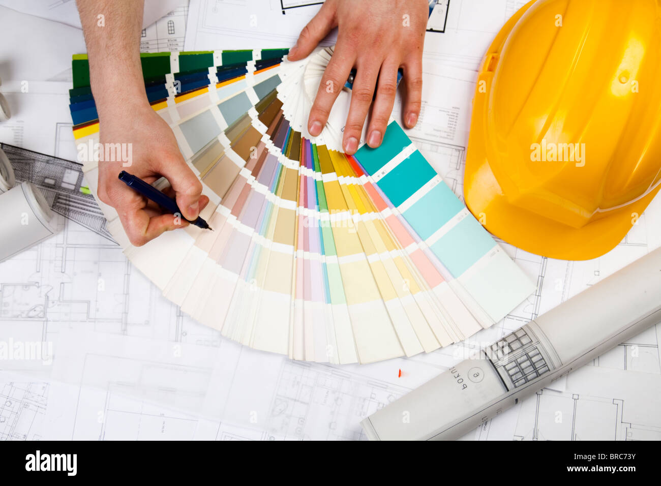 Color samples & Architecture plan Stock Photo - Alamy