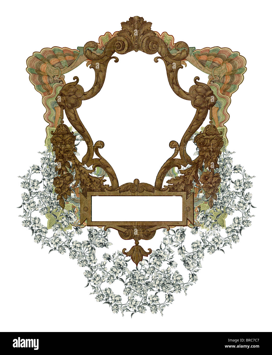 Luxuriously color illustrated old victorian frame with flowers Stock ...