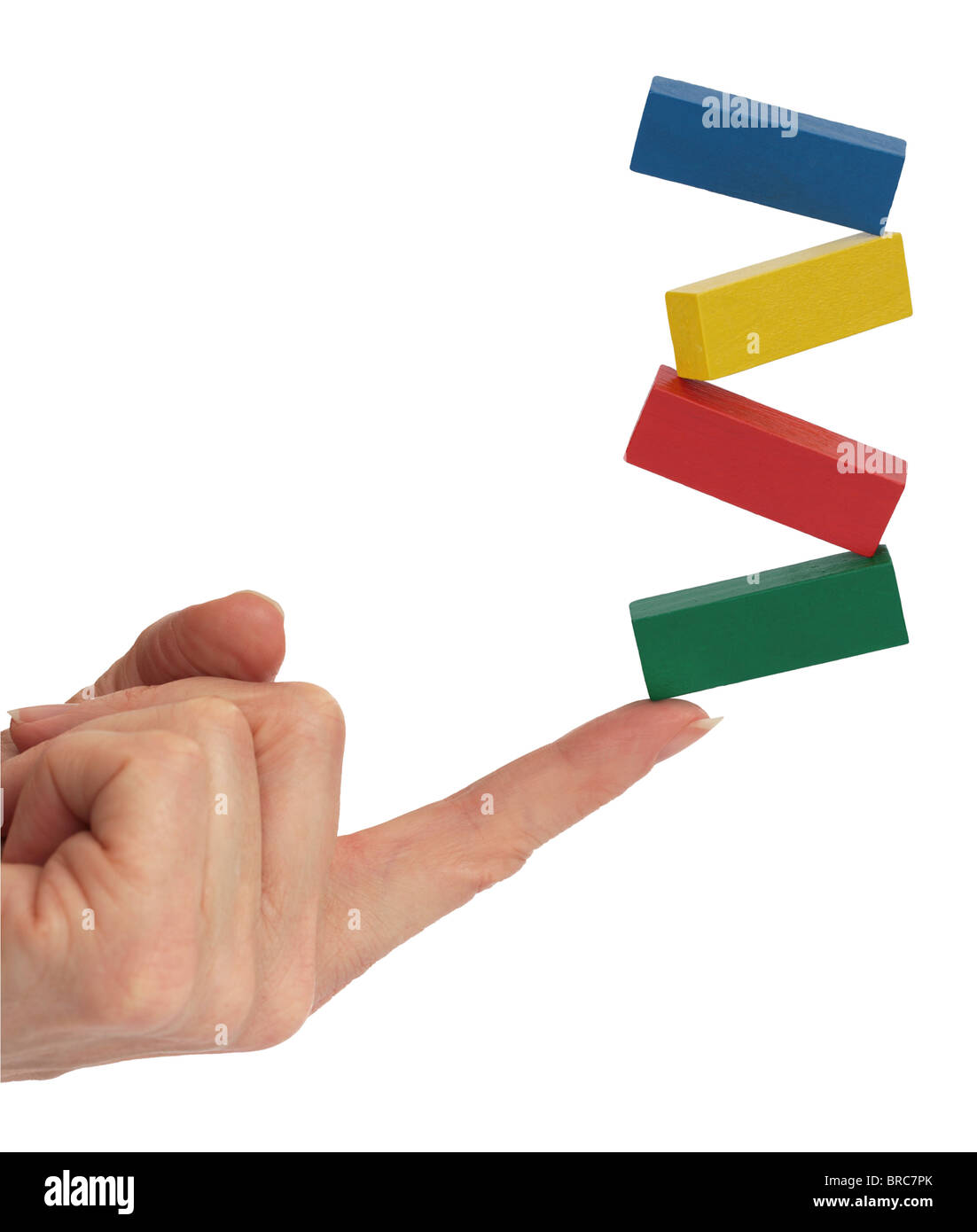 Balancing Blocks on Finger Stock Photo - Alamy