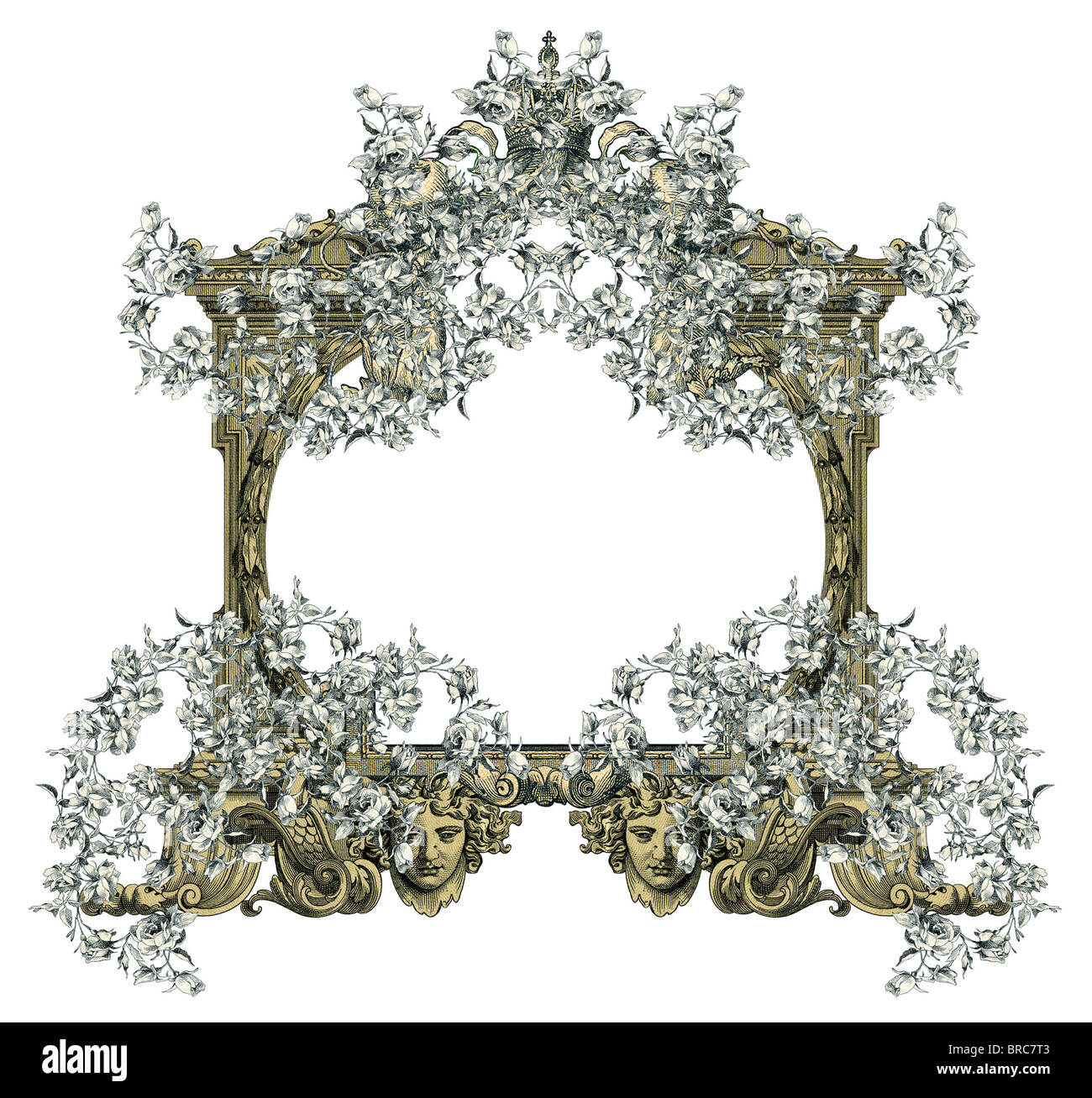 Luxuriously color illustrated old victorian frame with flowers Stock ...