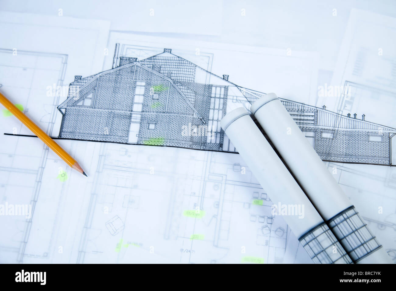 Architecture plan & Tools Stock Photo - Alamy