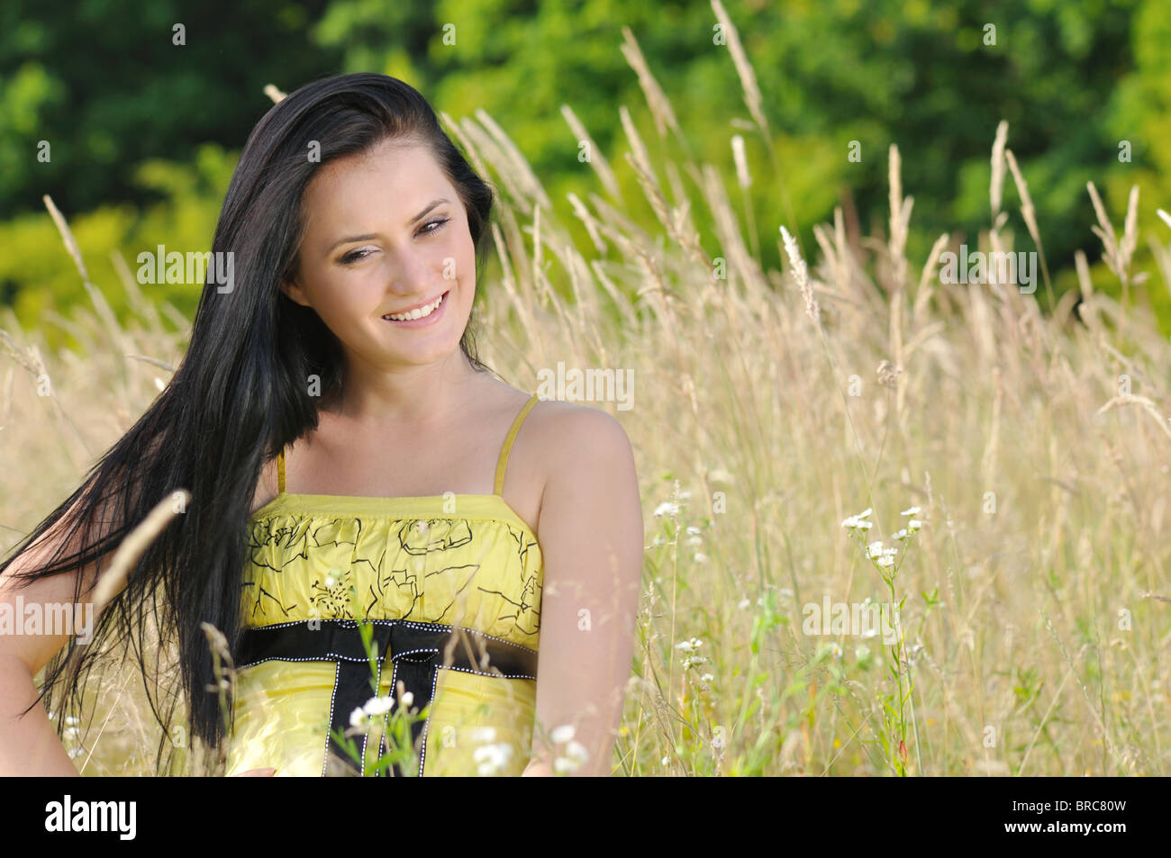 portrait of beautiful young lady in nature Stock Photo - Alamy