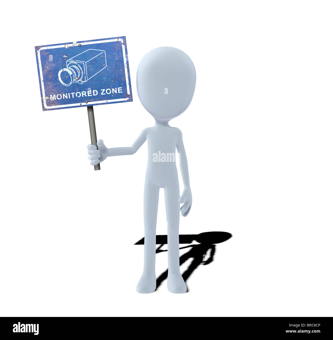 concept figure with warning sign Monitored Zone Stock Photo - Alamy