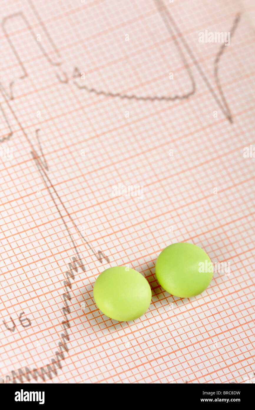 pills on the cardiogram Stock Photo - Alamy