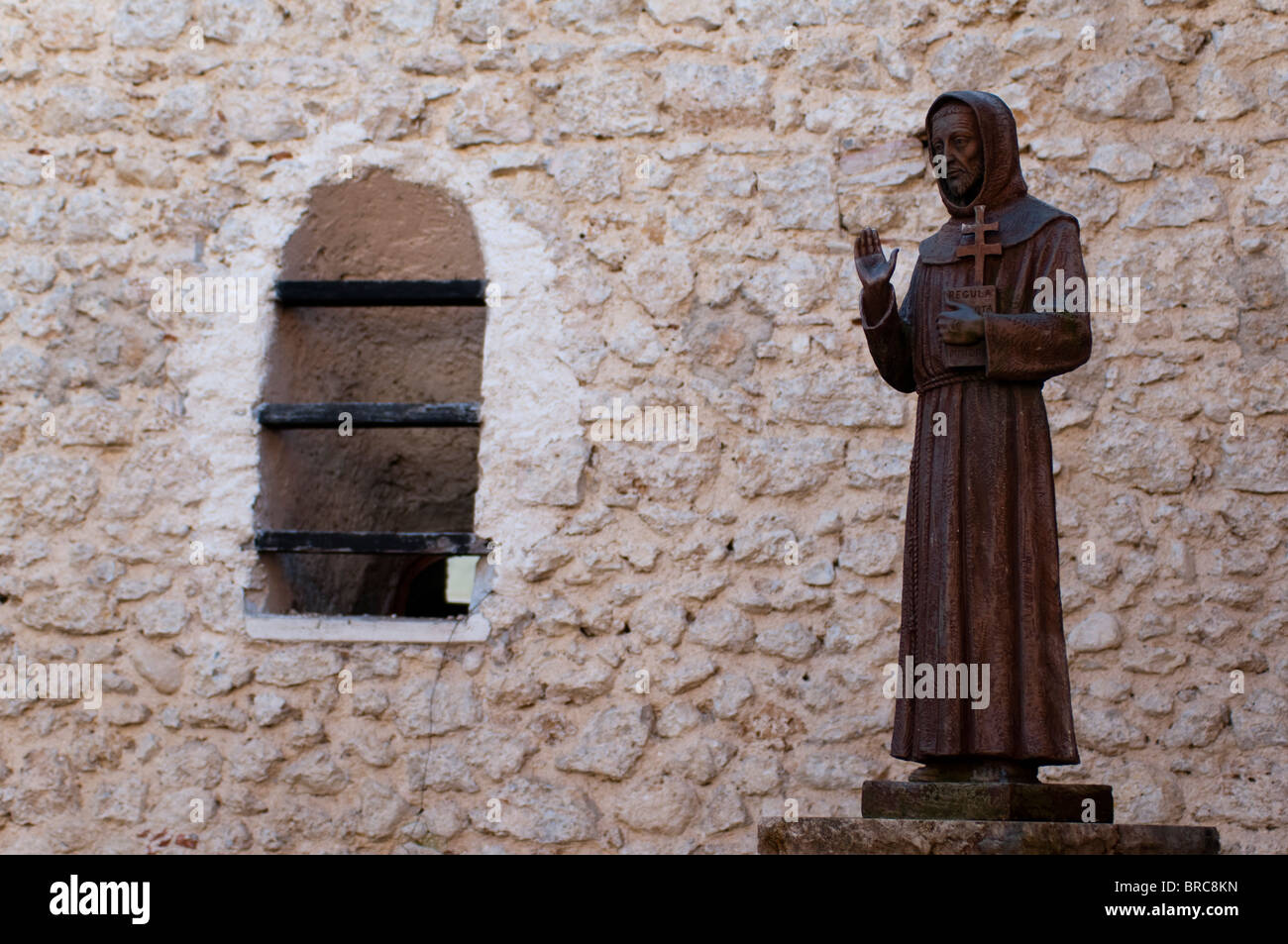 Statue of St. Francis, cloister, franciscan Sanctuary of Fonte Colombo ...