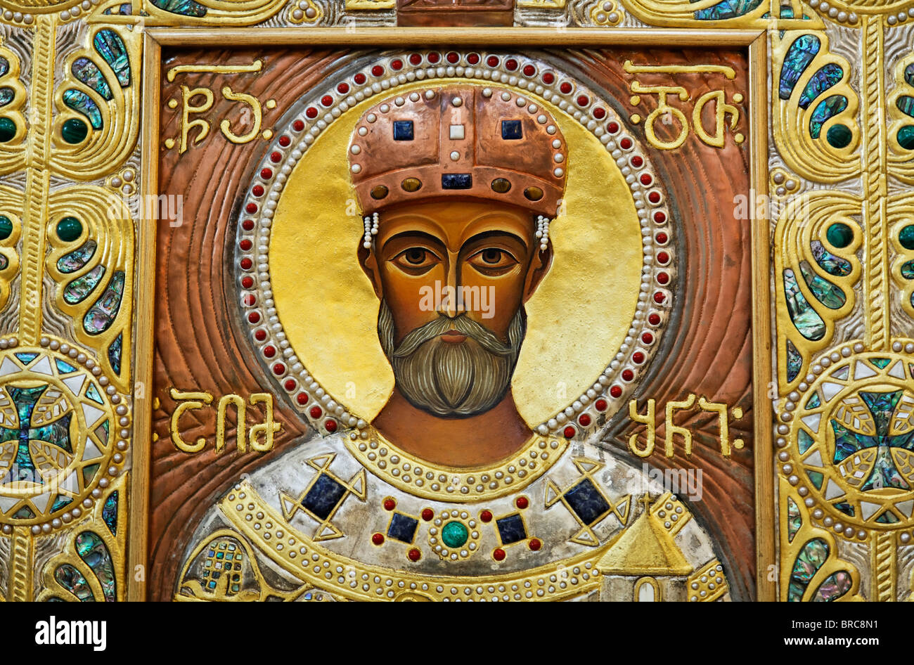 Religious art inside the Tsminda Sameba Cathedral, Tbilisi, Georgia ...