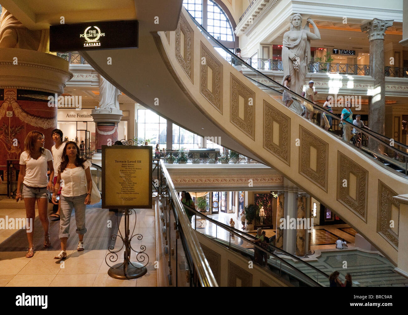 The luxurious entrance to the Forum Shops in Caesars Palace Hotel, Las ...