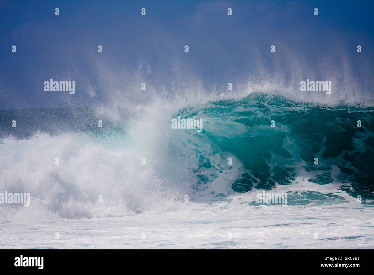 A huge wave crashes on the beautiful Hawaii Oahu's North Shore Stock ...