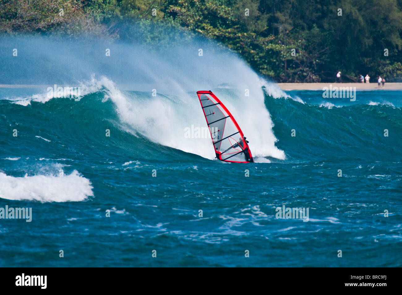 Windsurfing in Hanalei Bay, Kauai, Hawaii Stock Photo - Alamy
