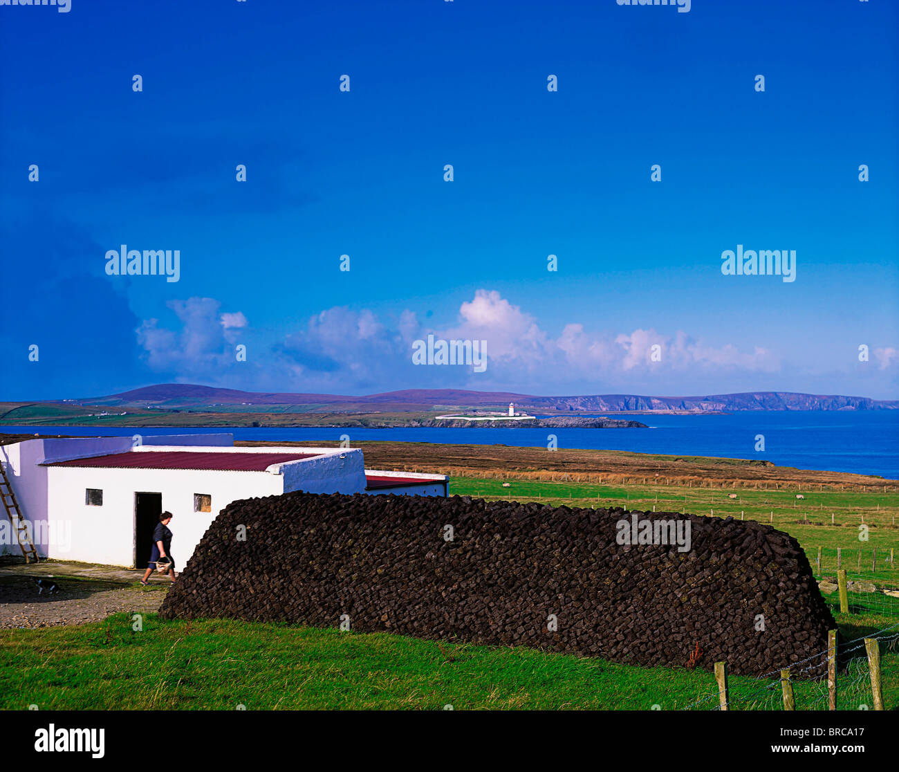 Erris Head, Co Mayo, Ireland; Ballyglass Lighthouse In The Distance ...