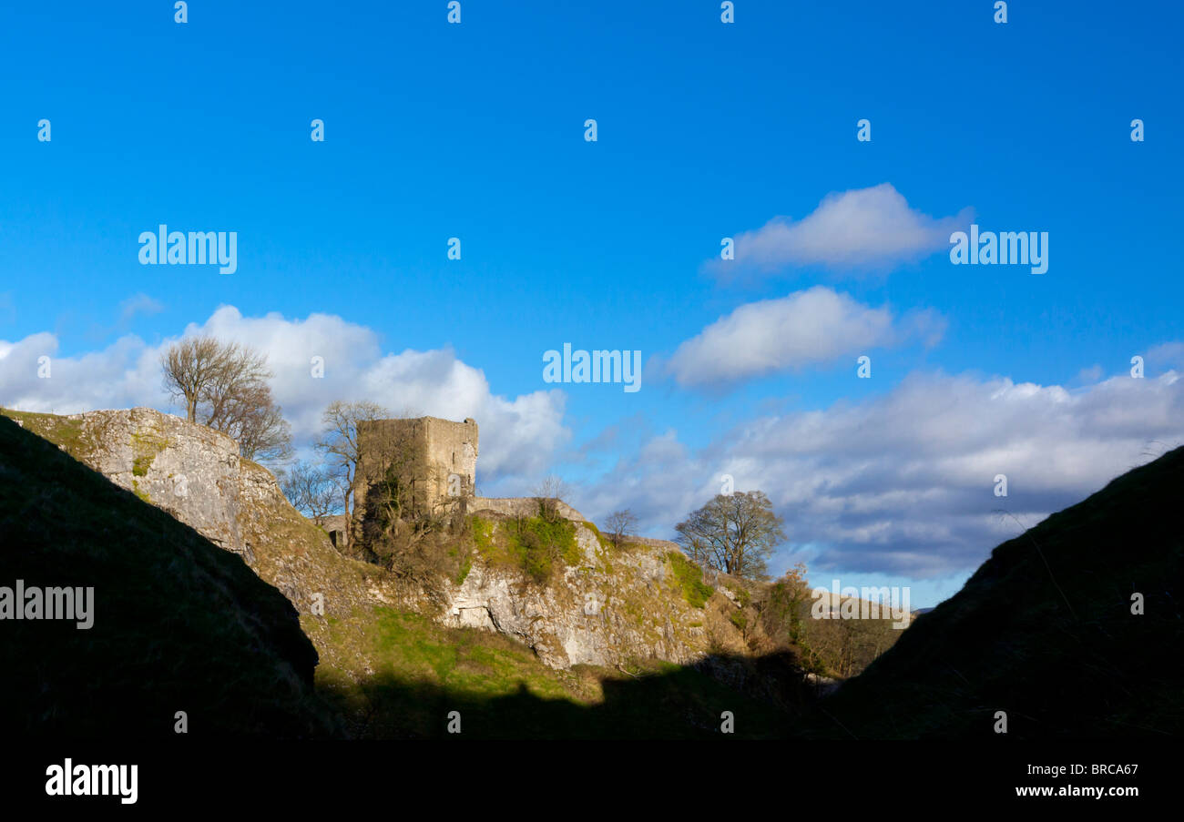 Cave Dale and Peveril Castle a Norman fortress built 1176 by Henry II ...