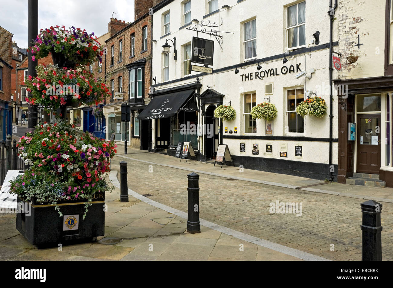 The Royal Oak pub in the town centre in summer Kirkgate Ripon North ...
