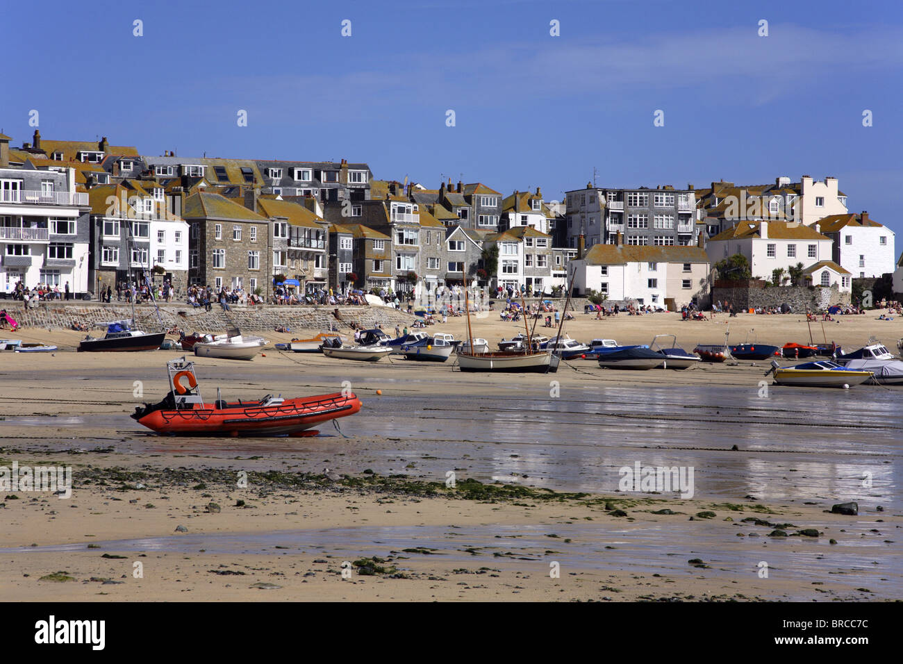 View of St Ives and harbour from the beach Stock Photo - Alamy