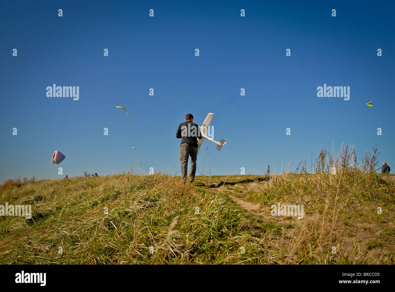 man flying kite Stock Photo - Alamy