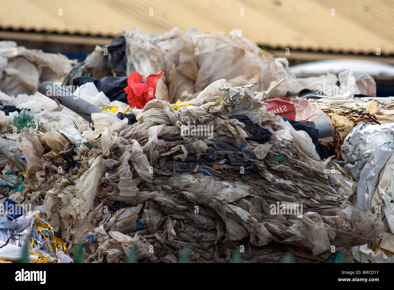 Plastic waste waiting for processing at a recycling plant Stock Photo ...