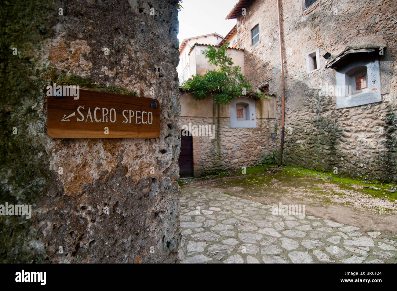 Sign of the sacred cave, franciscan Sanctuary of Fonte Colombo, Rieti ...