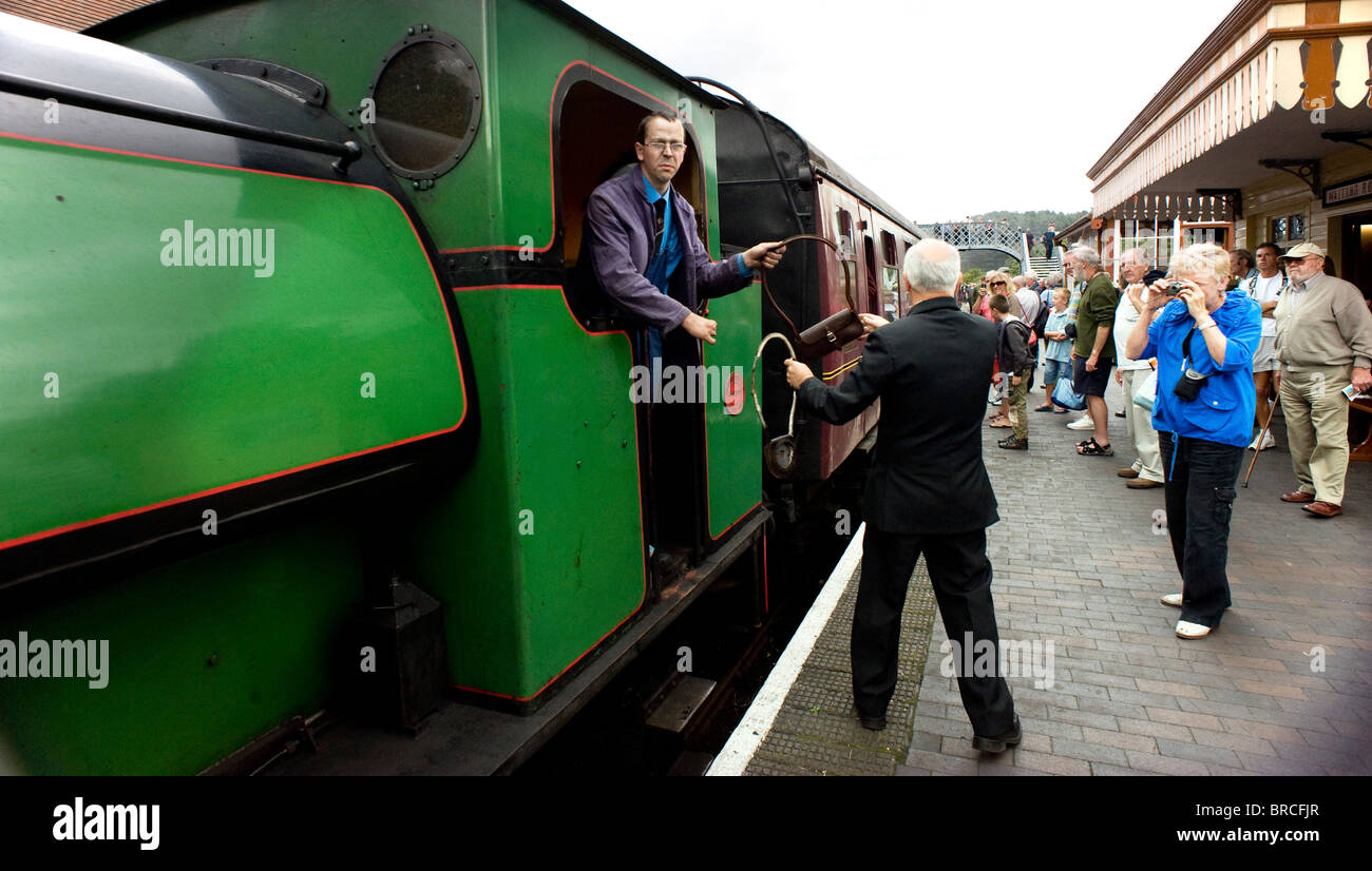 handing over of line keys on north norfolk railway at weybourne Stock ...