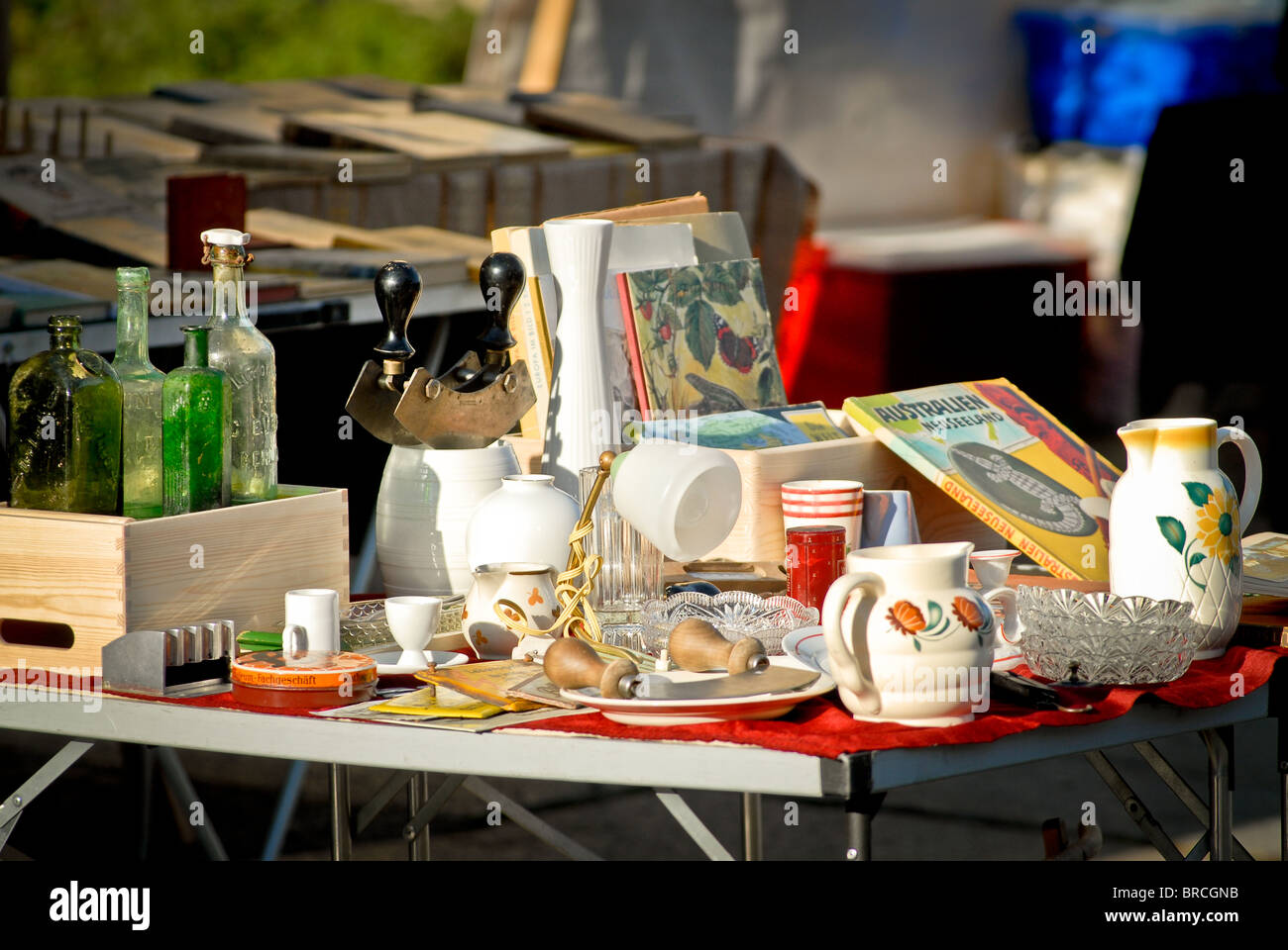 Antiques for sale at a flea market, Berlin Germany. Berliner Antik ...
