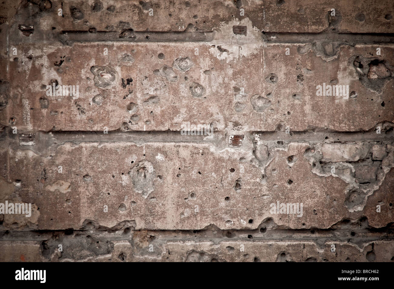 bullet marks in a wall in Berlin from the second World War Stock Photo ...
