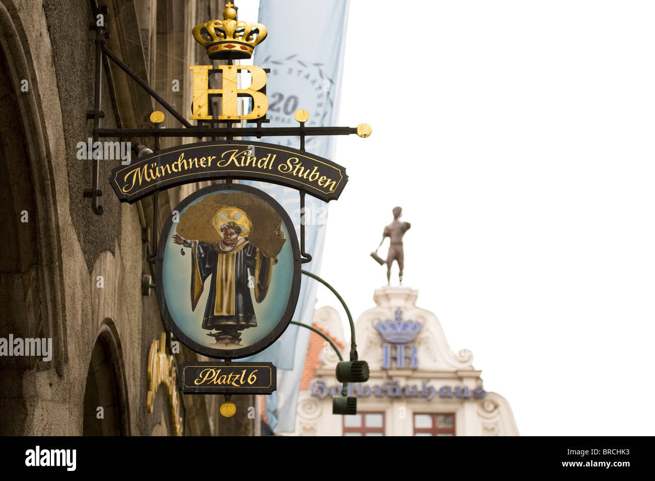 A sign for the Muencher Kindl Stuben at the Hofbraeuhaus in Munich ...