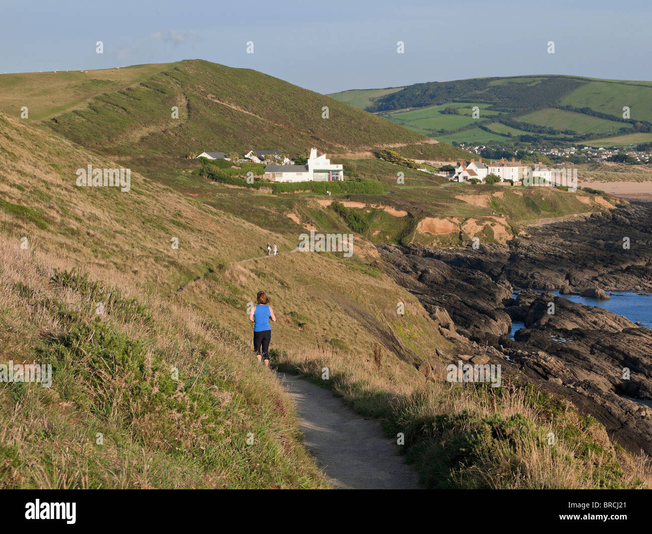 croyde bay on the north devon coast - the view from the footpath to ...