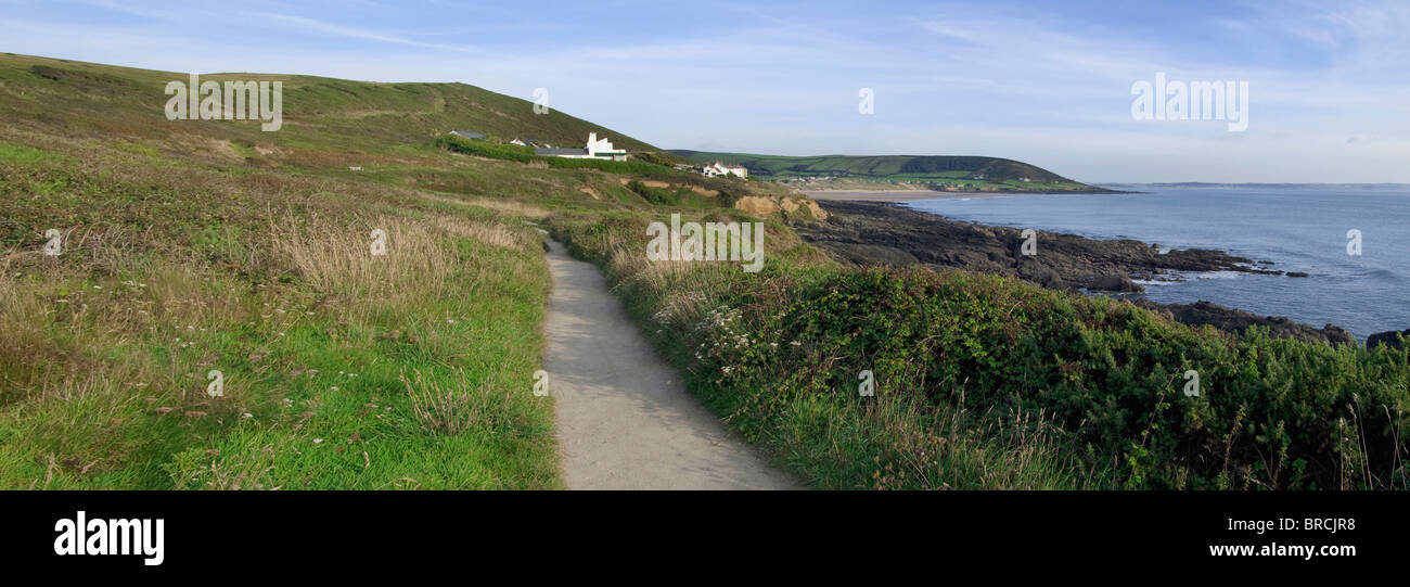 croyde bay on the north devon coast - the view from the footpath to ...